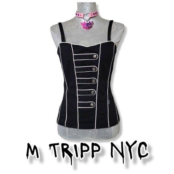 Tripp nyc | Tops | Vintage Tripp Nyc Corset Black Parade Skull Button ...